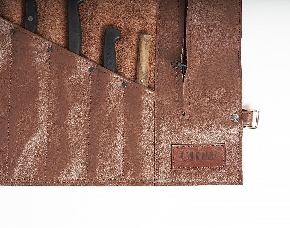 Tough Chefs Leather Knife Roll, Gift for Chef, Personalized Leather Kn ...
